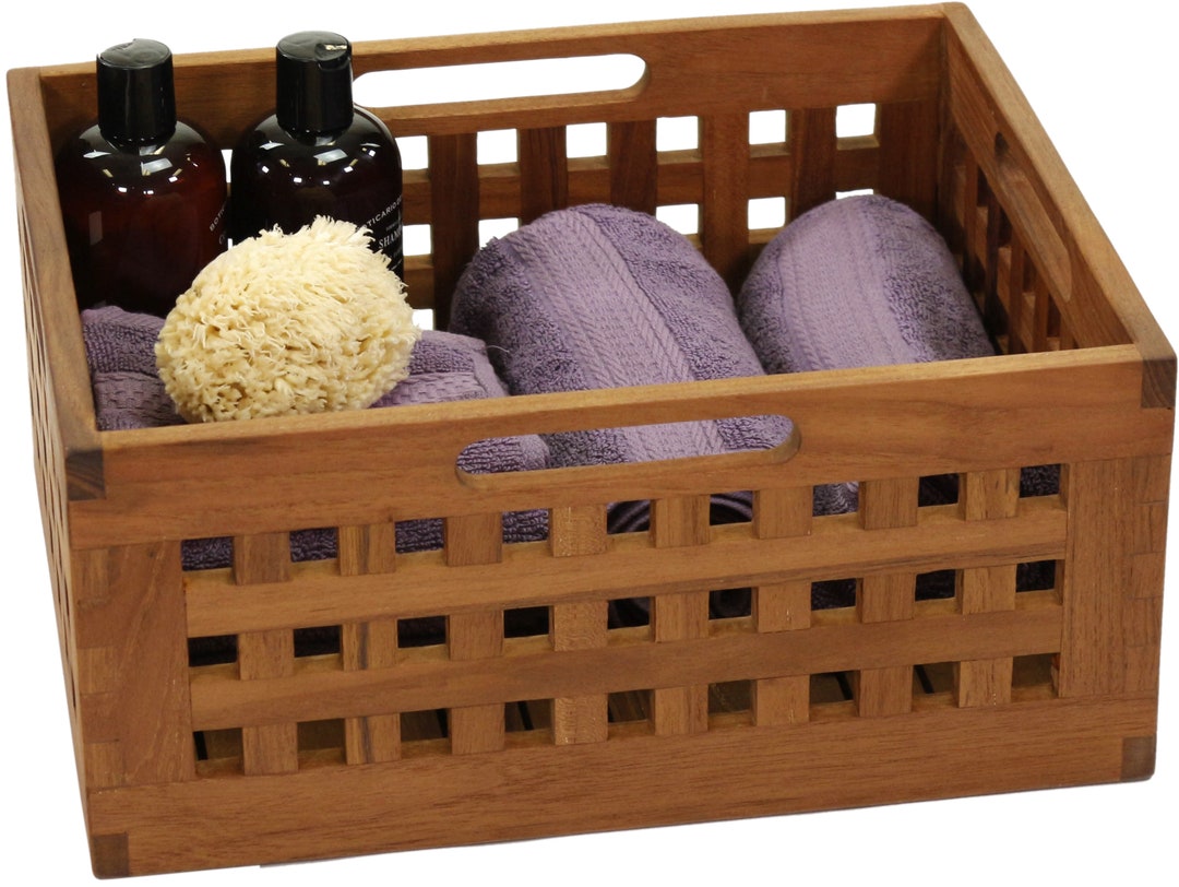 7" Grate™ Medium Size Teak Storage Bin - Etsy