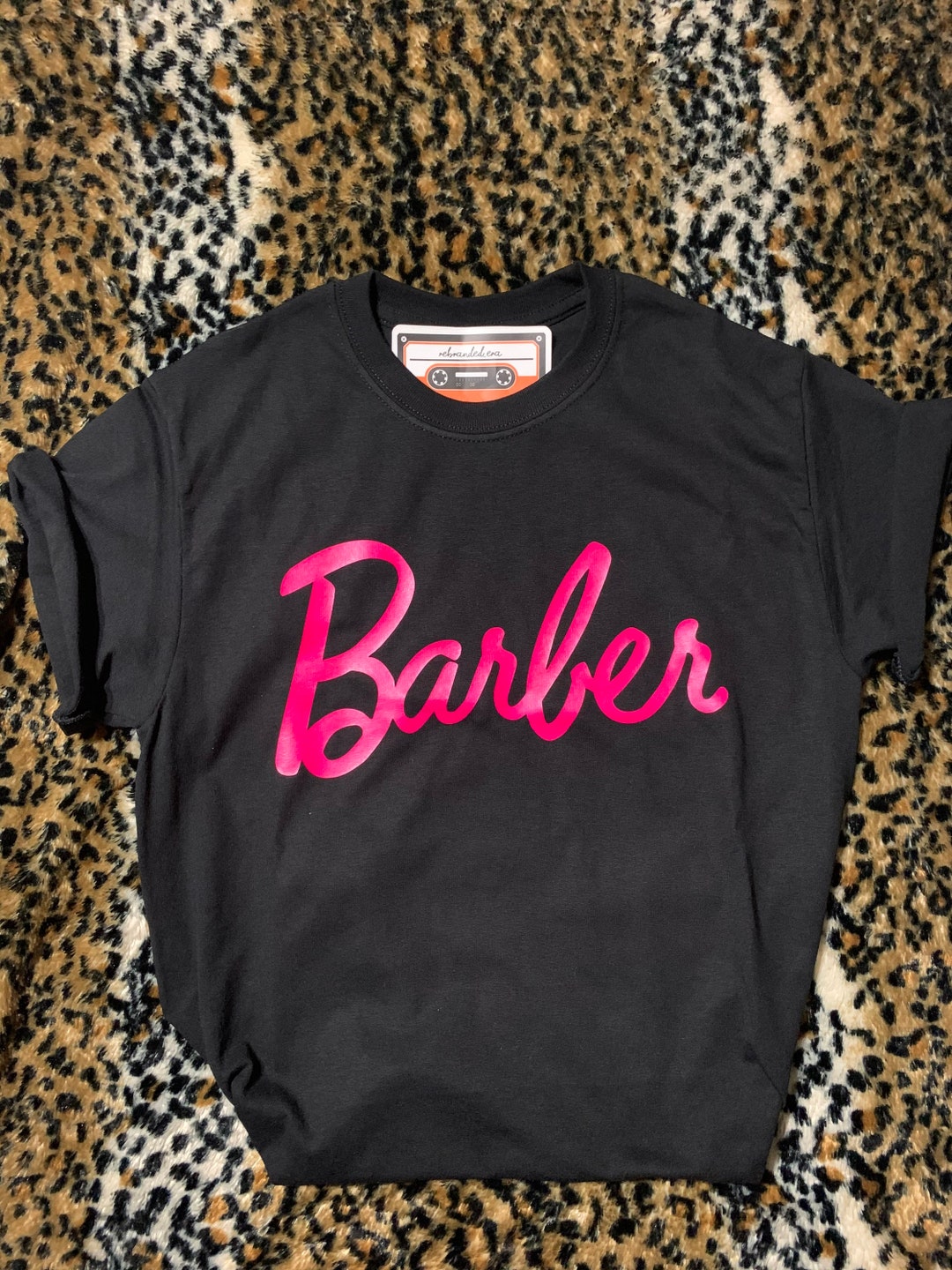 Barber Black T-shirt for Female Barbers Pink Letters| Barber Gear ...