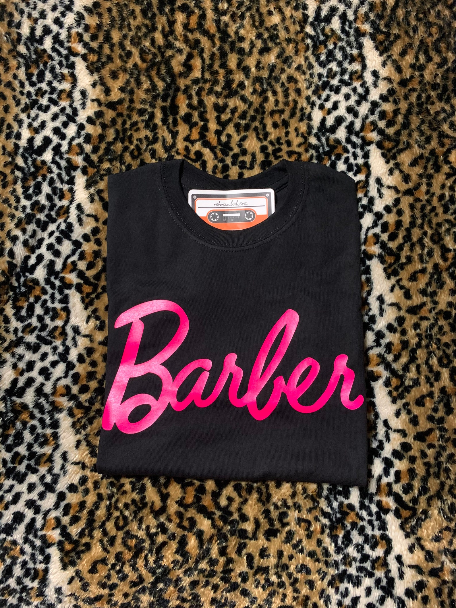 Barber Black T-shirt for Female Barbers Pink Letters Barber - Etsy