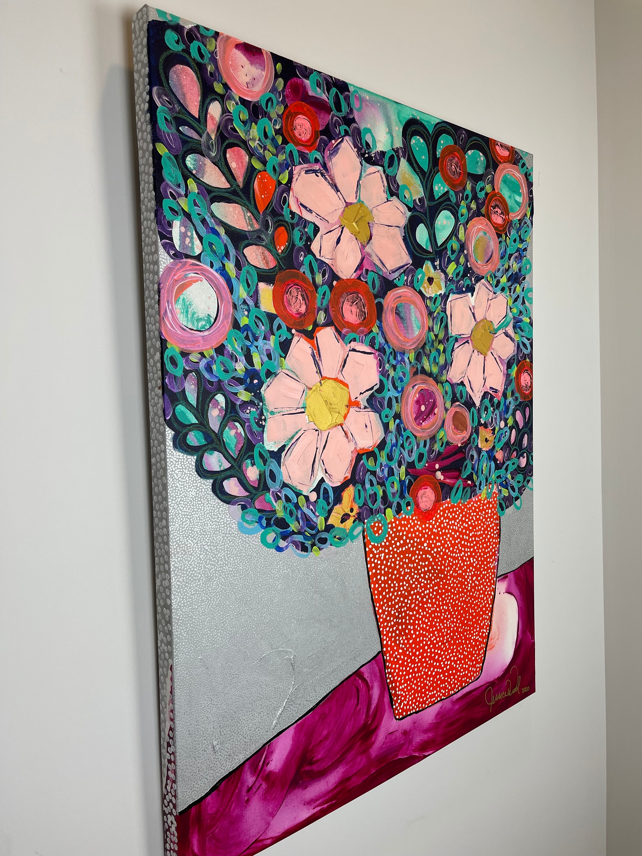 Original Jessica Wood Artist Floral Still Life. 30x40 Mixed Media ...