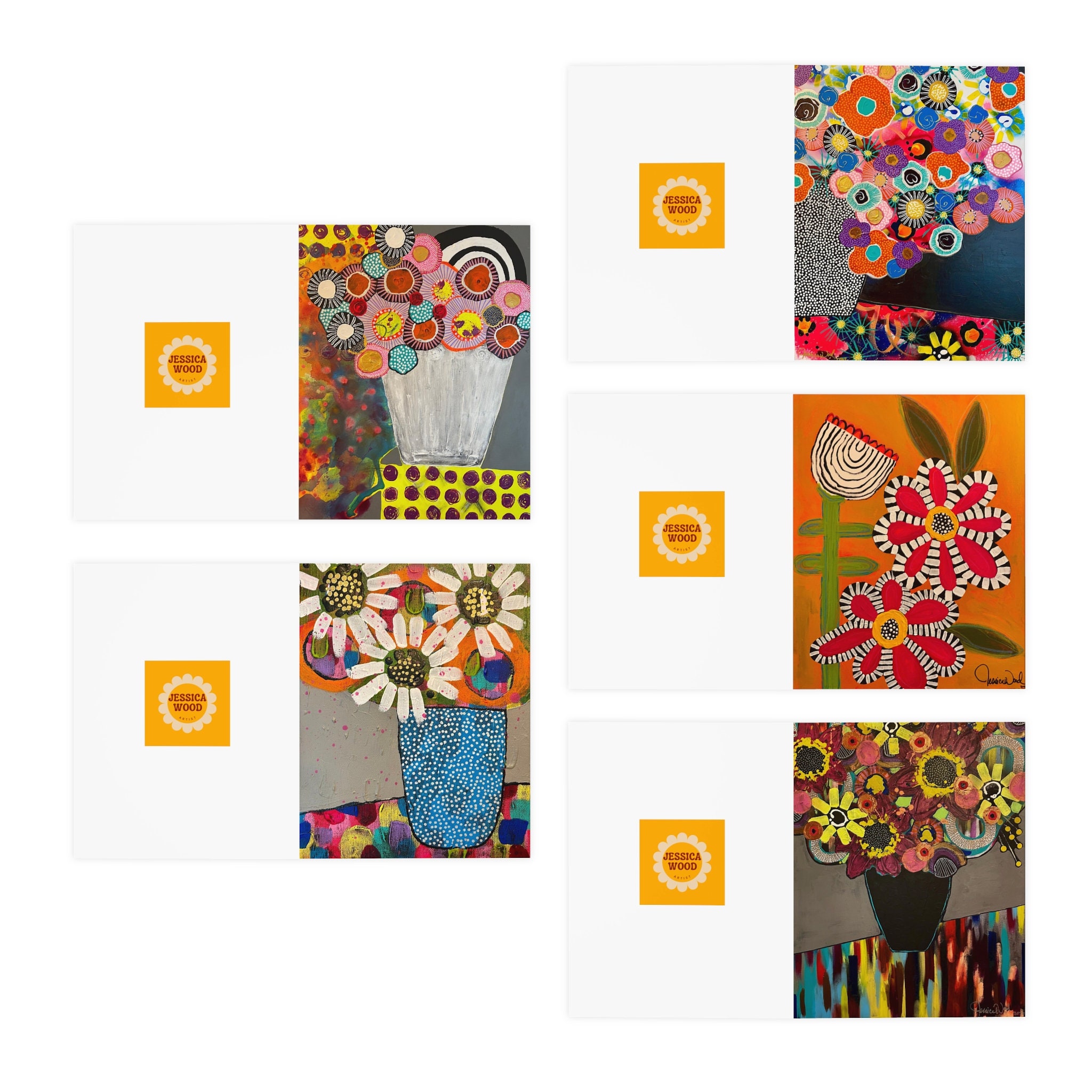 Jessica Wood Artist Greeting Cards Set 5-pack - Etsy