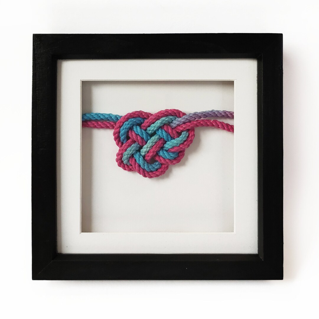 Blue and Pink Rope Heart Knot Box Frame Art - Etsy