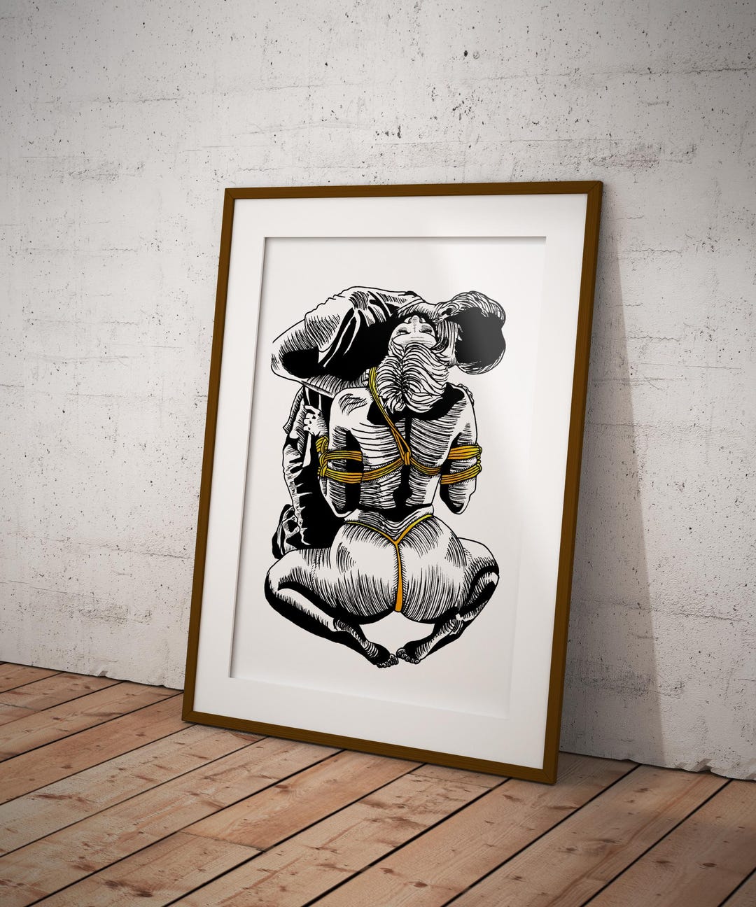 Tender Kisses in Yellow Shibari Art Print *LIMITED EDITION* A3 A2 A1 A0 ...