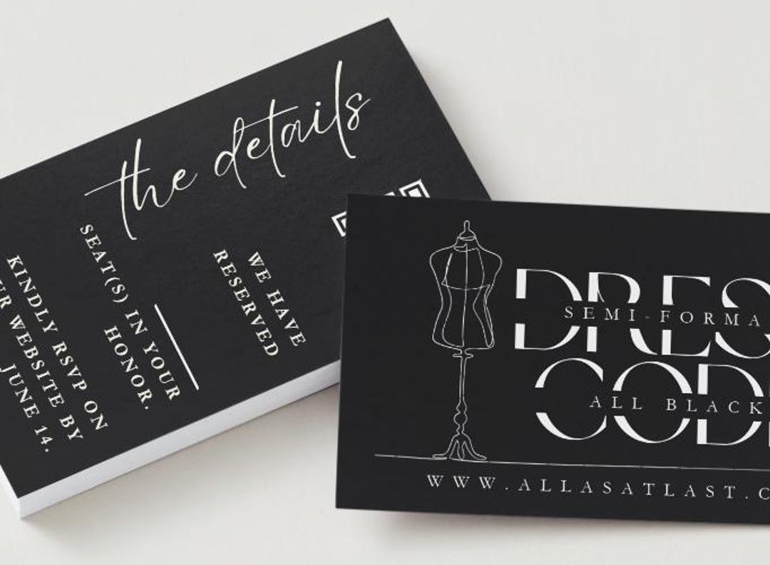Elegant Details Card | Dress Code & RSVP | Digital Download - Etsy