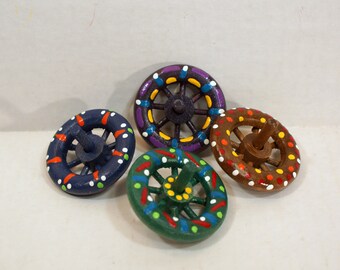 TOPS Handmade Wooden Spinning Tops Small Wheel Shape | Etsy
