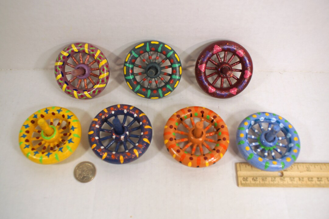 TOPS! Handmade Wooden Spinning Tops! Large Wheel Shape - Etsy
