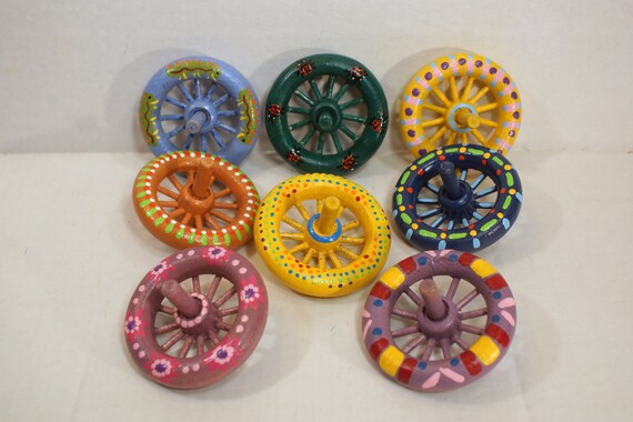 Toys Large Wheel Shape TOPS Handmade Wooden Spinning Tops Toys & Games ...