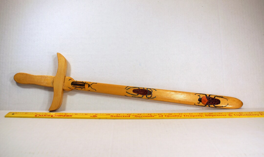 Toy Sword Hand Crafted, Handpainted Beetles Bugs Wood Toy Pretend Play ...