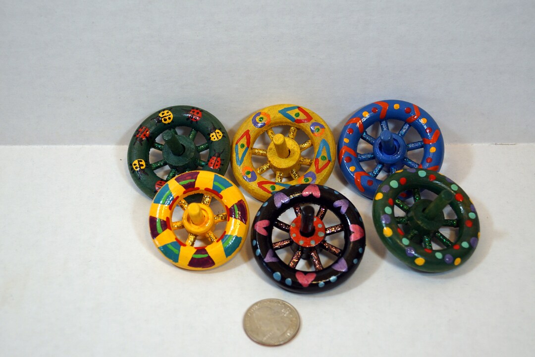 TOPS! Handmade Wooden Spinning Tops! Small Wheel Shape - Etsy