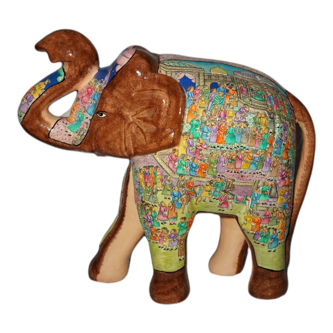 Handmade Paper Mache Elephant With Trunk up by Rumikrafts - Etsy
