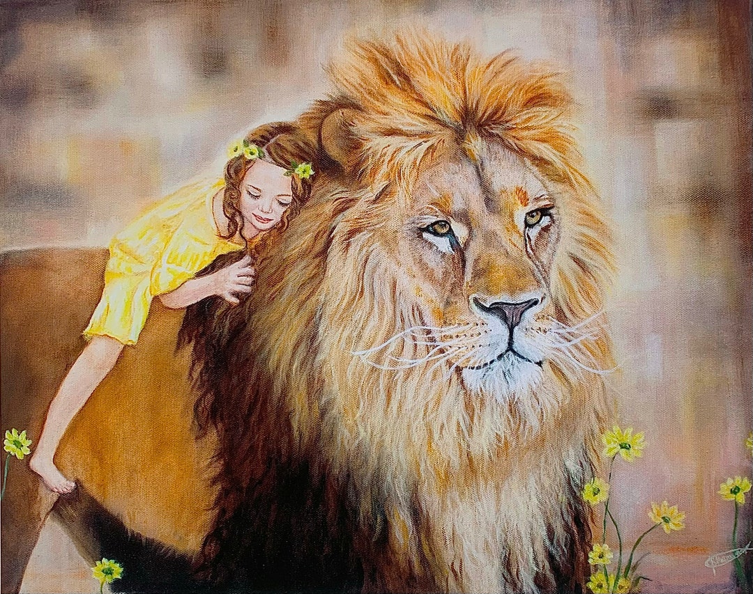 Best Place to Be - Aslan - Lion and Girl - Christian Art - Prophetic ...