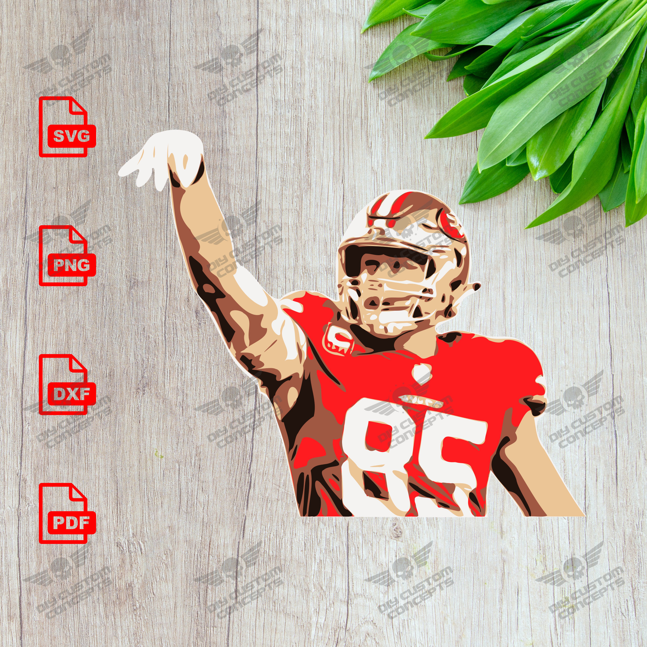 George Kittle Celebration | Svg Dxf Png Pdf | | Glowforge Laser Cut ...