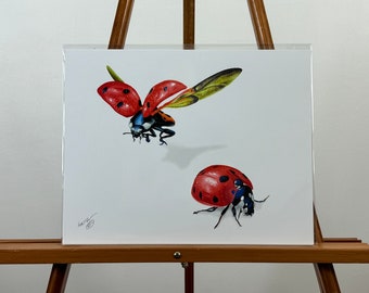 Cute Little Ladybug Lady Bug Insect Portrait Original Fine Art ...