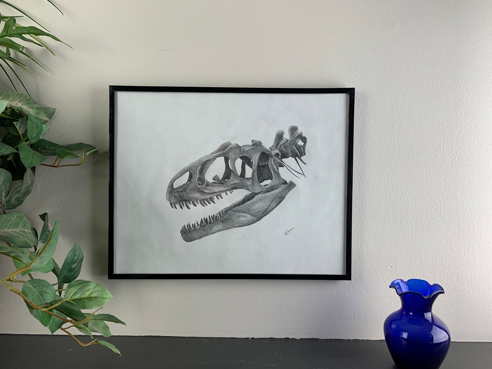 Dinosaur Allosaurus Skull Original Premium Graphite Sketch Art Piece - Etsy