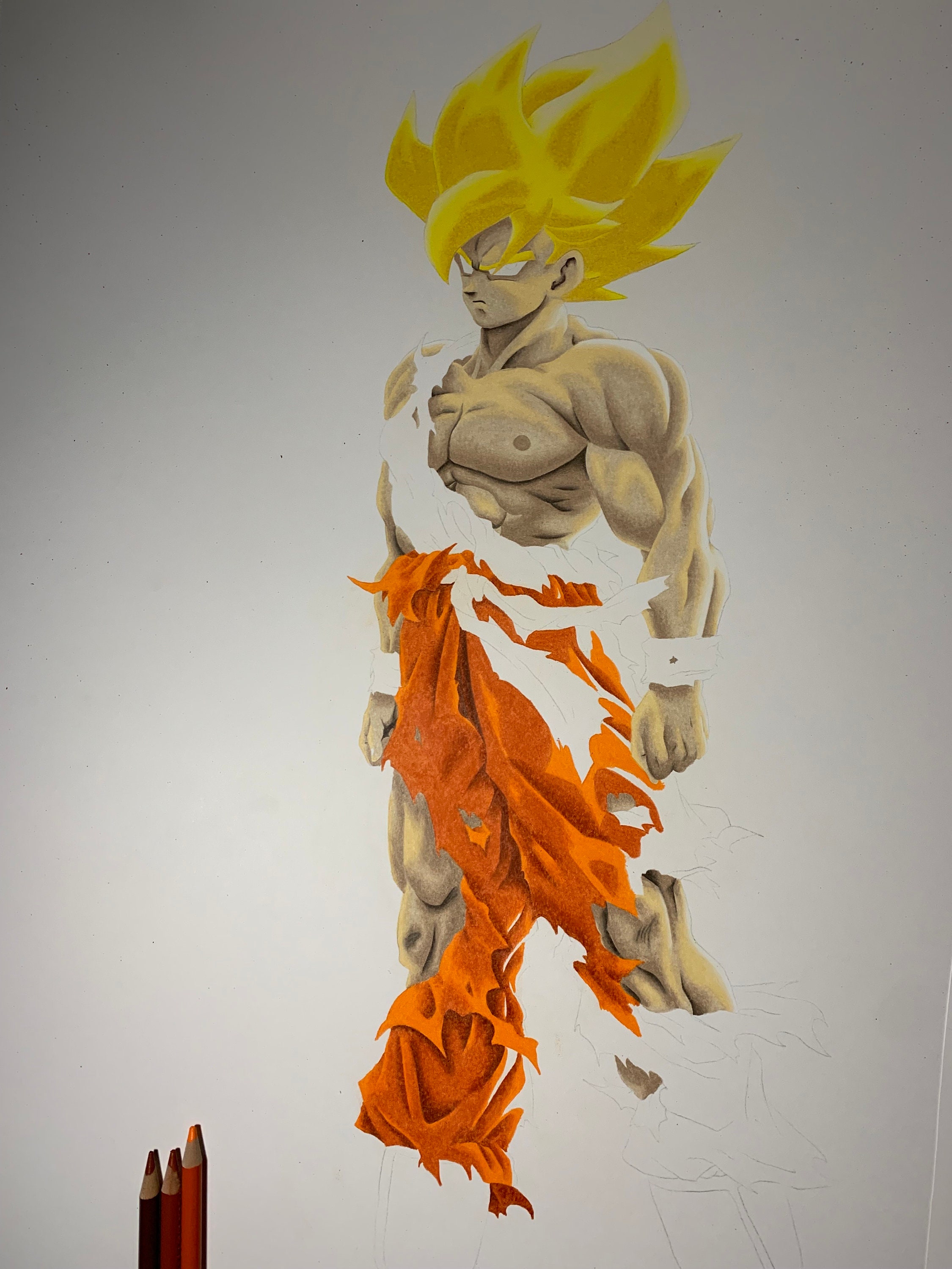 Super Saiyan Goku Original Color Pencil Art Piece - Etsy