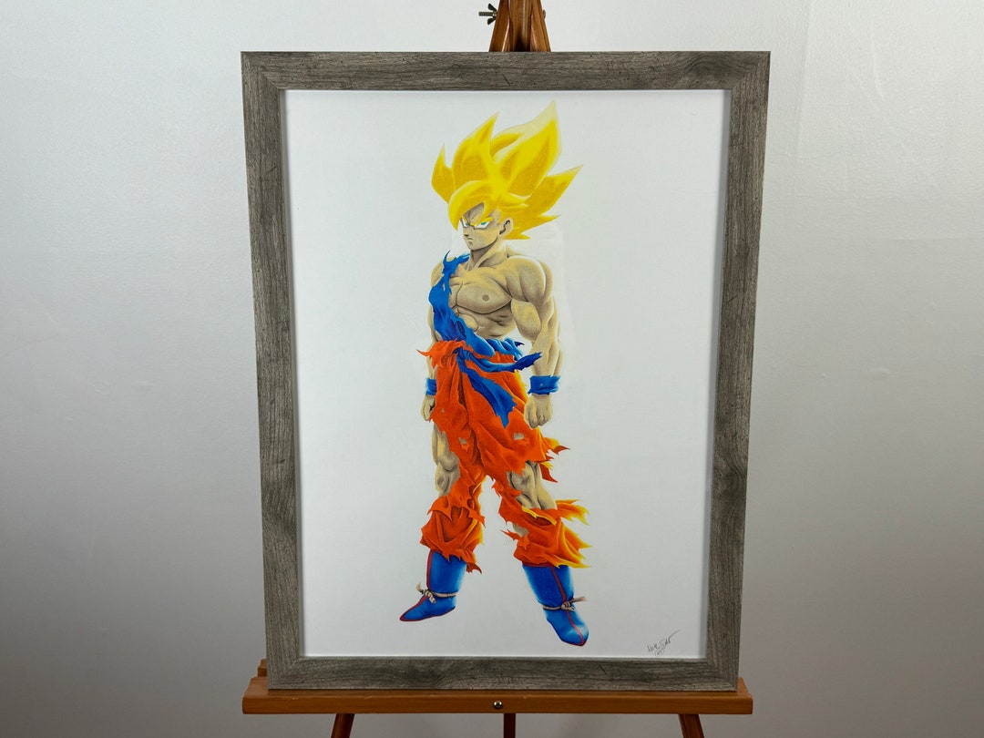 Super Saiyan Goku Original Color Pencil Art Piece - Etsy