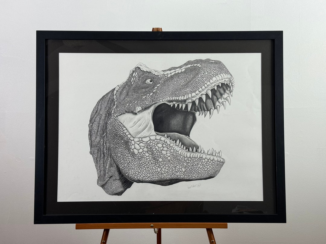 Tyrant Original Graphite Hand Drawn Tyrannosaurus Art Piece - Etsy