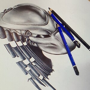 Predator Portrait Original Graphite Art Piece Etsy