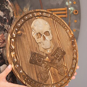 Skull Wall Panel Cast Skull Metal Cast Skull on Wood . - Etsy