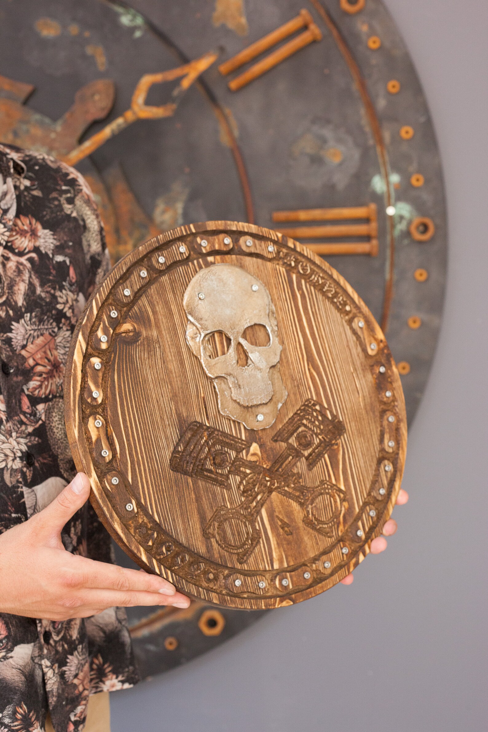 Skull Wall Panel Cast Skull Metal Cast Skull on Wood . - Etsy