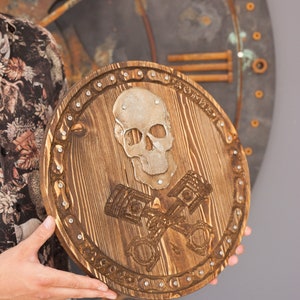 Skull Wall Panel Cast Skull Metal Cast Skull on Wood . - Etsy