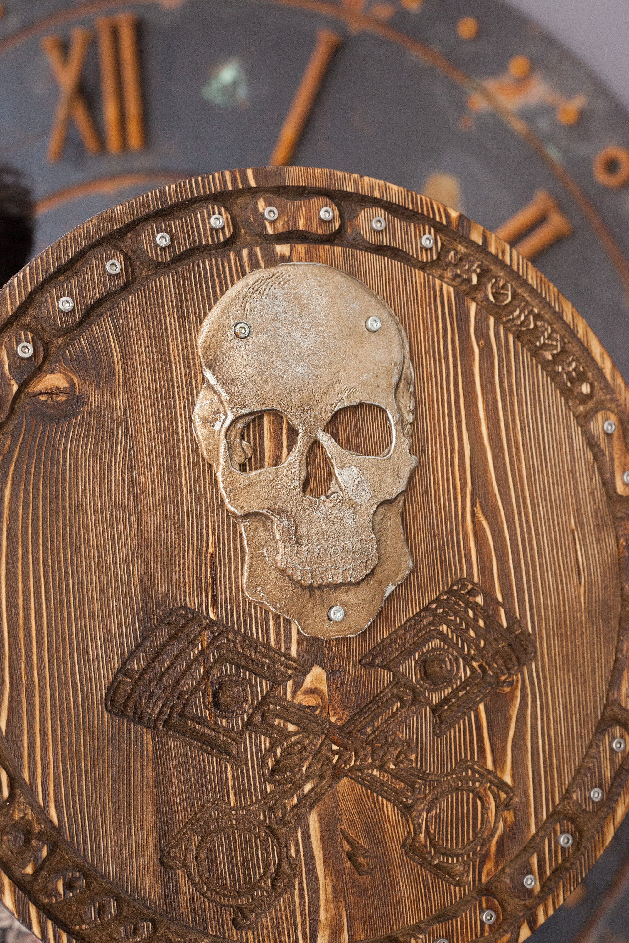 Skull Wall Panel Cast Skull Metal Cast Skull on Wood . - Etsy