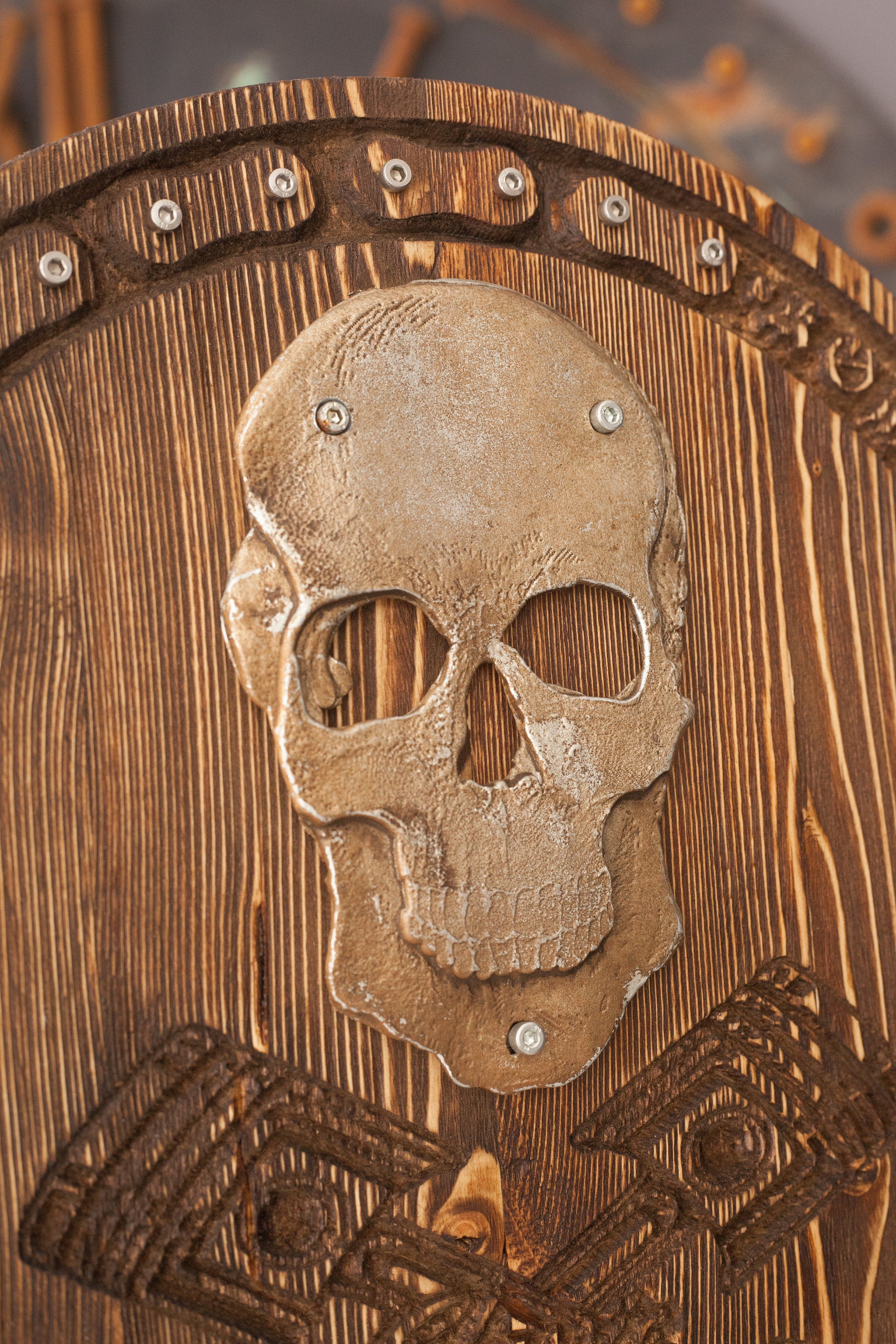 Skull Wall Panel Cast Skull Metal Cast Skull on Wood . - Etsy