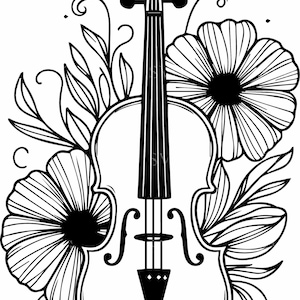 Floral Violin SVG, 3 Elegant Violin and Flower Design, Music Instrument ...