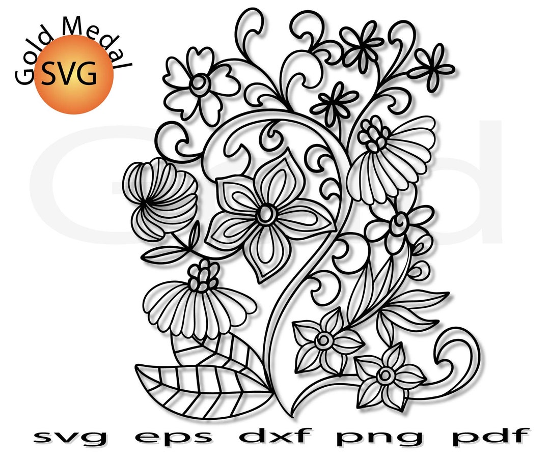 Flower Svg, Spring Flowers Svg, Curved Flowers Svg, Wild Flowers Porch ...