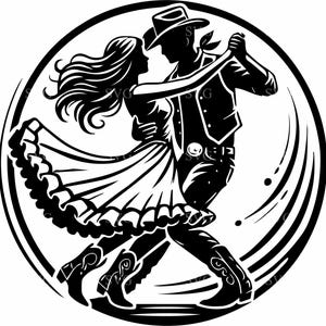 6 Cowboy Couple Dancing SVG, Western Silhouette, Country Dance Digital ...