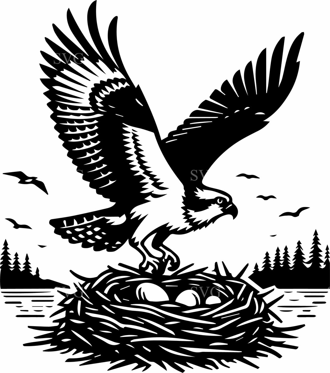 5 Osprey Hawk SVG – 5 Bird Nest Cut File – Wildlife Vector Art for ...
