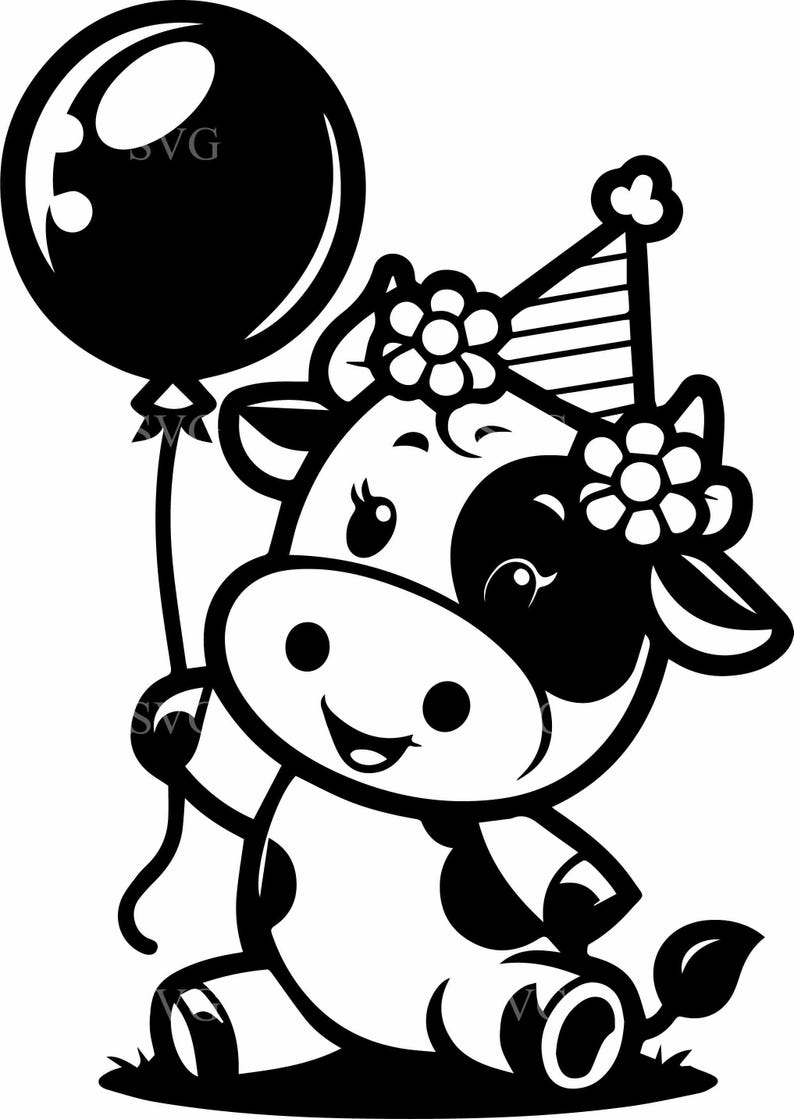 7 Birthday Cow SVG – Party Animal Cut File Cricut, Kids Craft Design ...