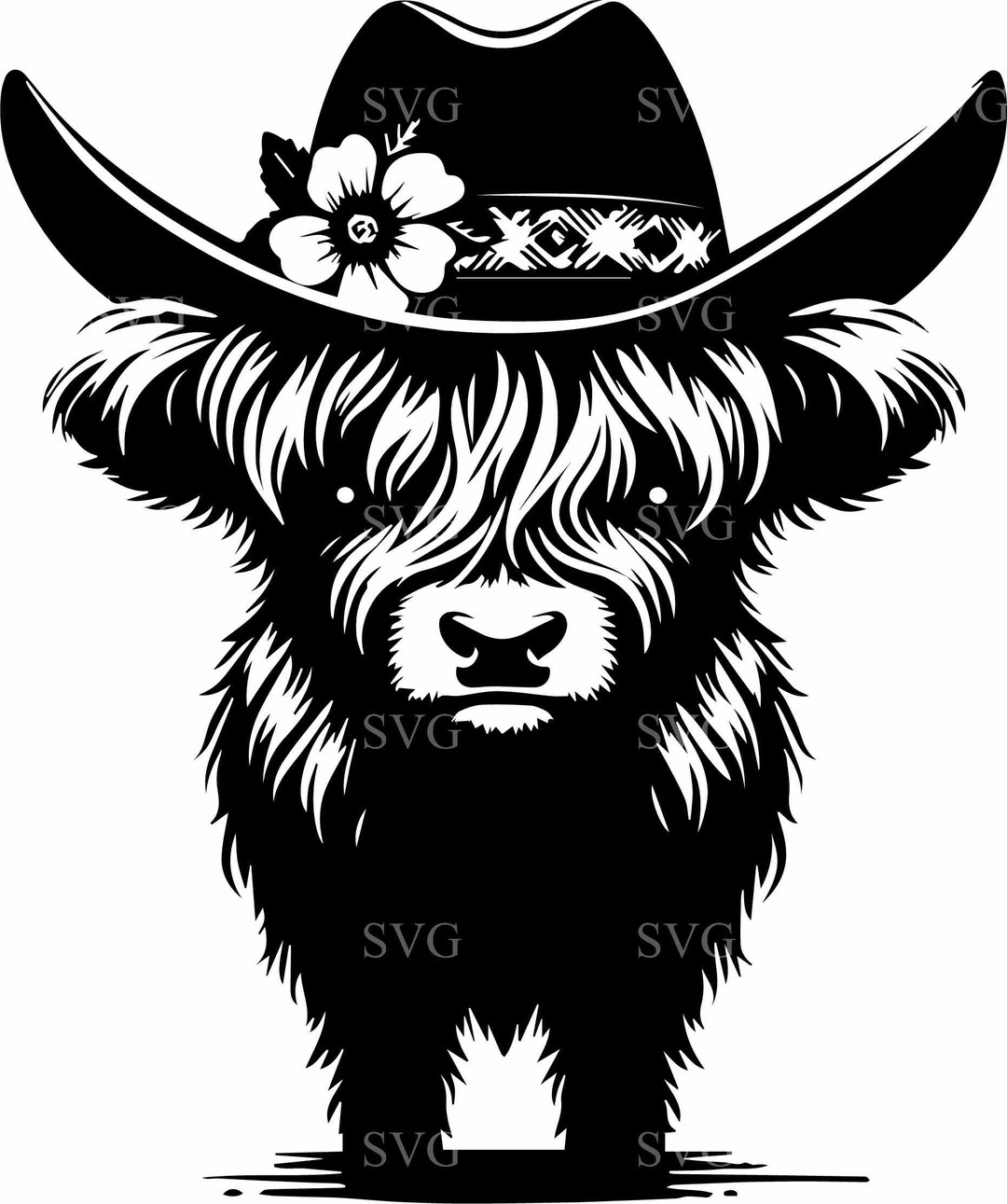 4 Cowgirl Style – Highland Cow SVG Cut File – Western Hat Cricut Design ...