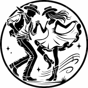 6 Cowboy Couple Dancing SVG, Western Silhouette, Country Dance Digital ...