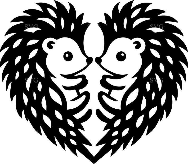 8 Hedgehog Heart SVG – Cute Animal Couple Clipart for Cricut, Romantic ...