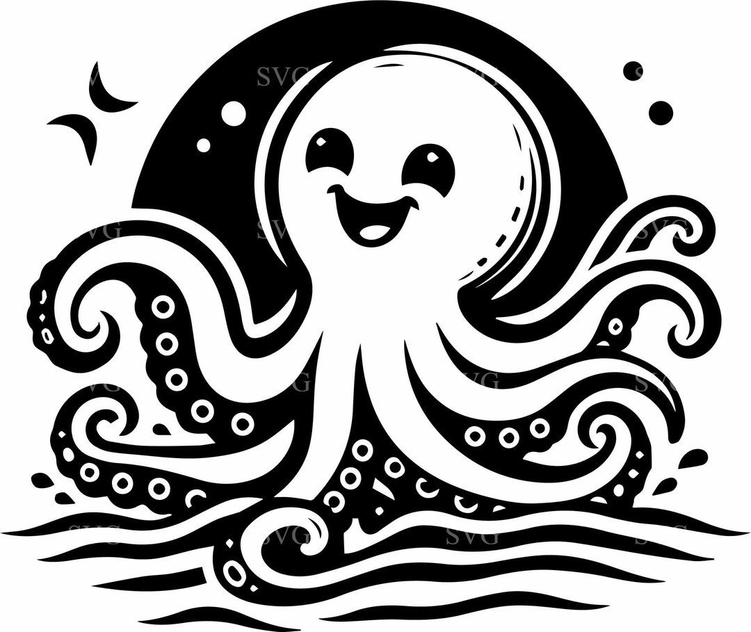 Cute Octopus SVG - 4 Adorable Ocean Creature Clipart for DIY Crafts ...