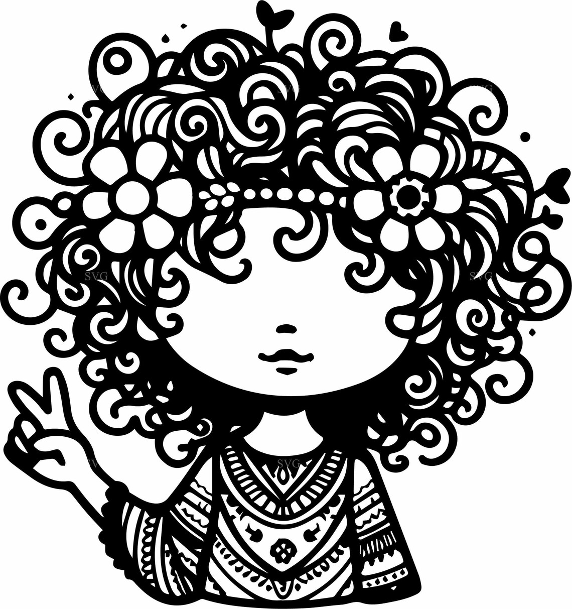 7 Hippie Girl SVG Cut File – Peace Love Groovy Retro Design (digital ...