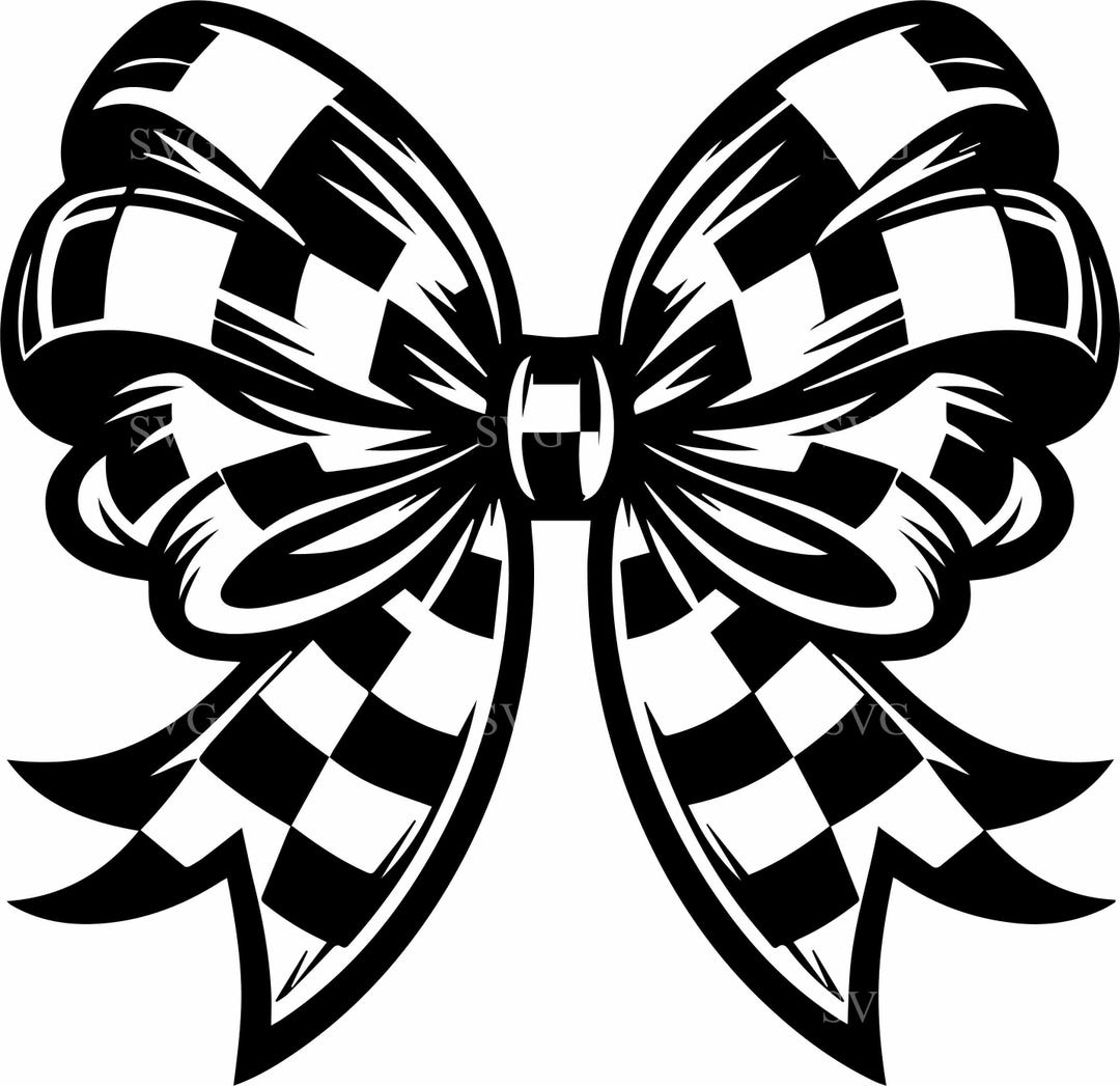 7 Checkered Bow SVG – Grunge Racing Bow Cut File for Cricut Shirts, Hot ...