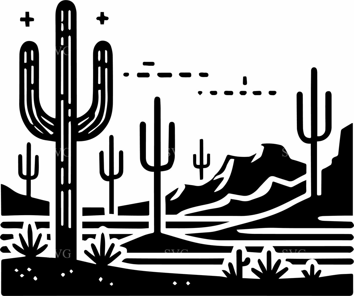 10 Desert Sunset Cactus SVG – Southwestern Silhouette Cut File (digital ...