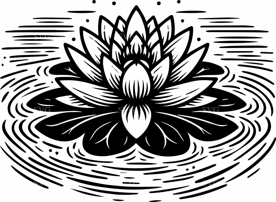 4 Water Lily SVG Lotus Flower Cut File Yoga, Meditation, Spiritual ...