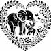 Elephant Heart SVG - 6 Mom and Baby Cut File With Floral Details for ...