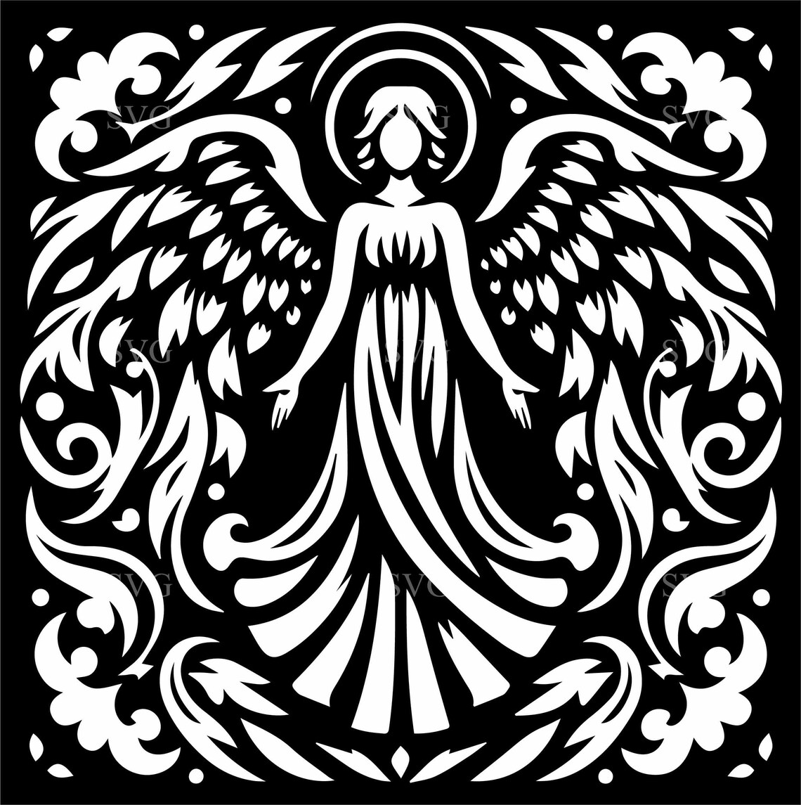 8 Winged Angel SVG – Sacred Angel Cut File – Spiritual Silhouette for ...