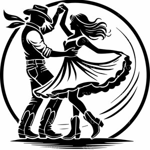 6 Cowboy Couple Dancing SVG, Western Silhouette, Country Dance Digital ...