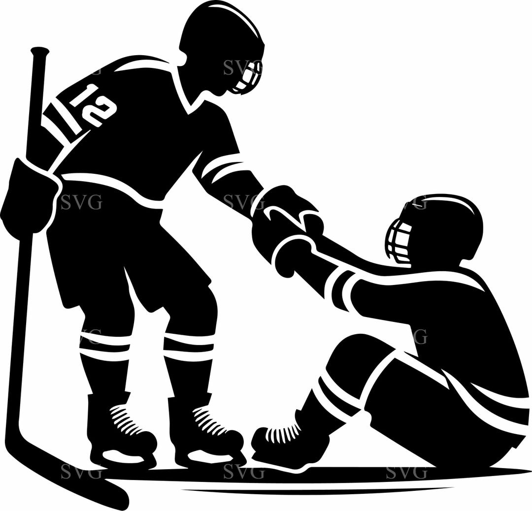 5 Hockey Teamwork SVG – Helping Teammate Sports Unity Silhouette Ice ...