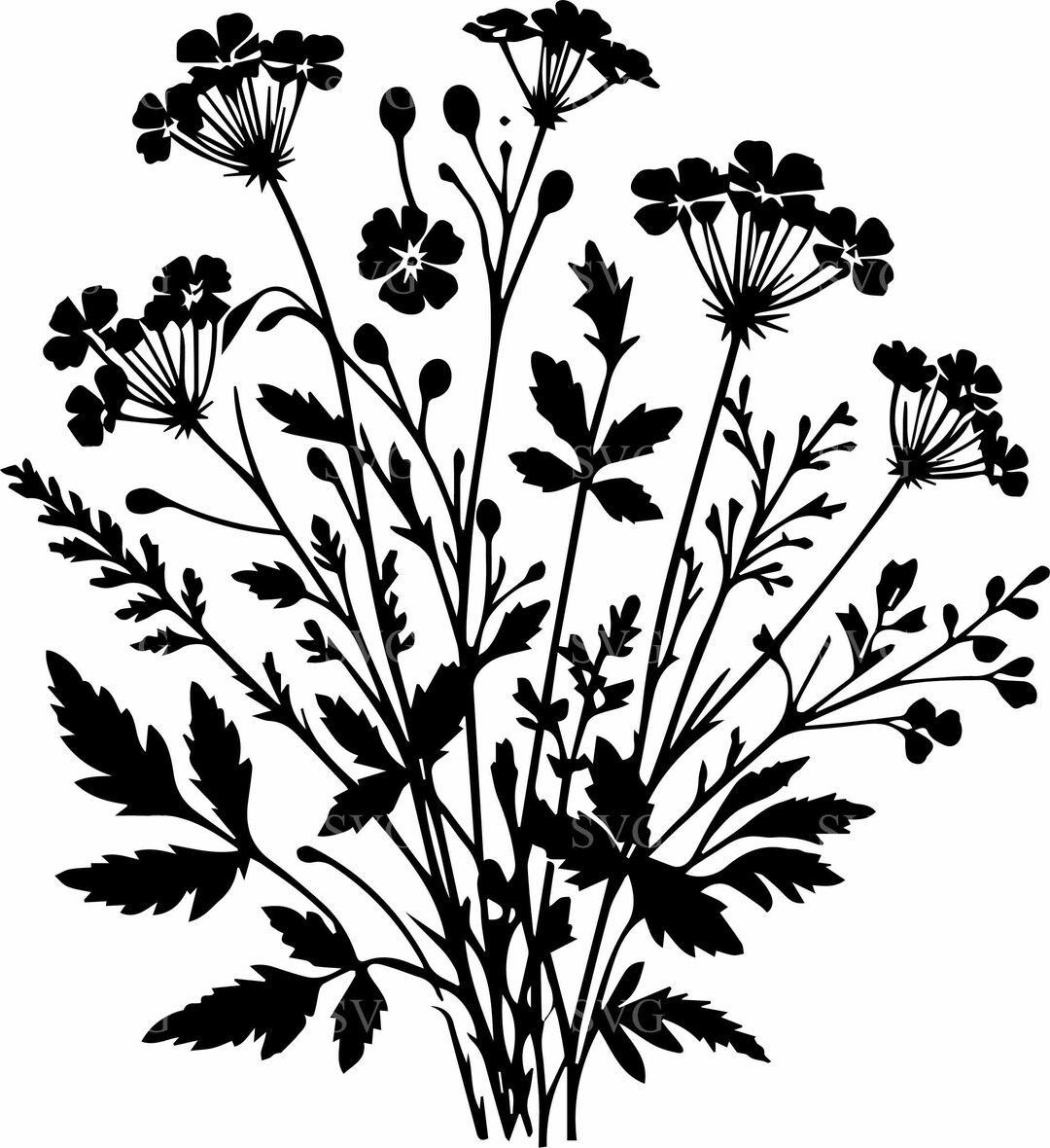 5 Wildflower SVG Bundle Botanical Rustic Floral Cut File for Nature ...
