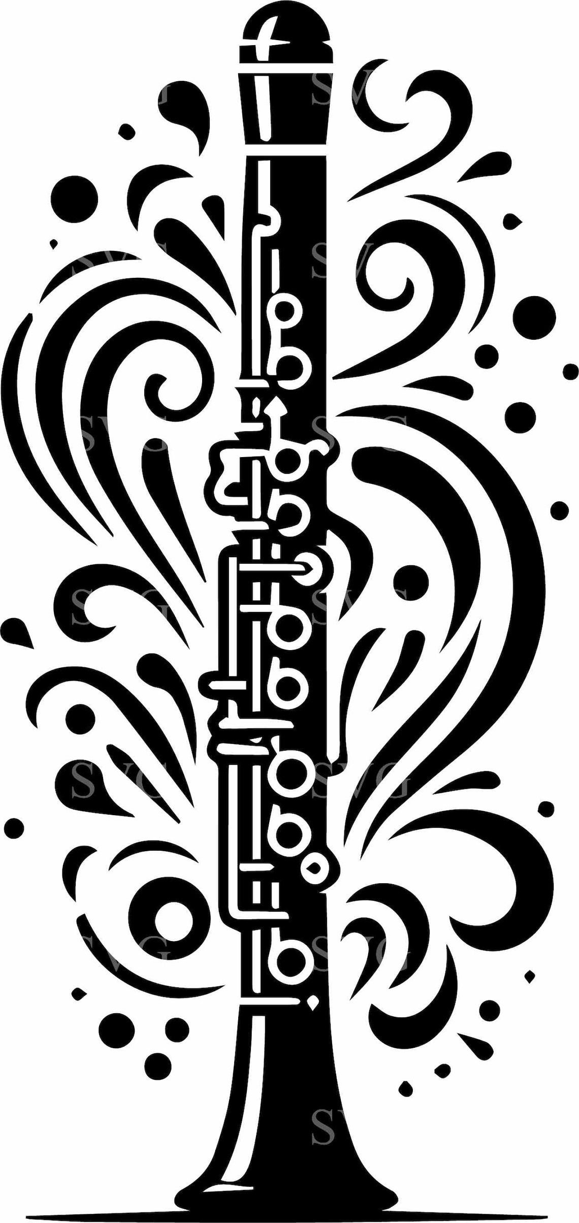5 Clarinet SVG 5 Cut File, Musical Instrument Clipart, Music Notes PNG ...