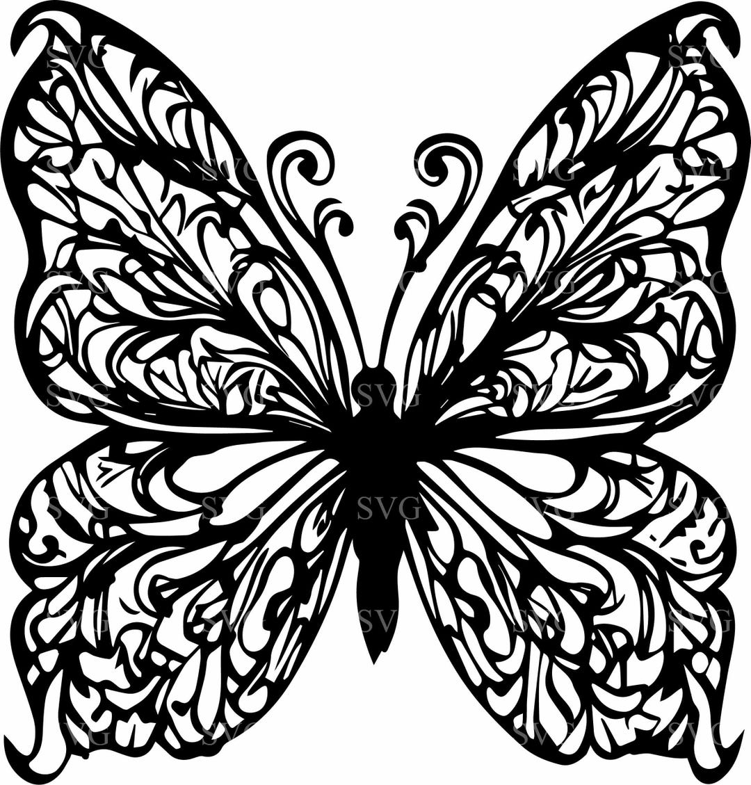 7 Intricate Butterfly SVG, 7 Elegant Filigree Cut File, Ornate Wing ...