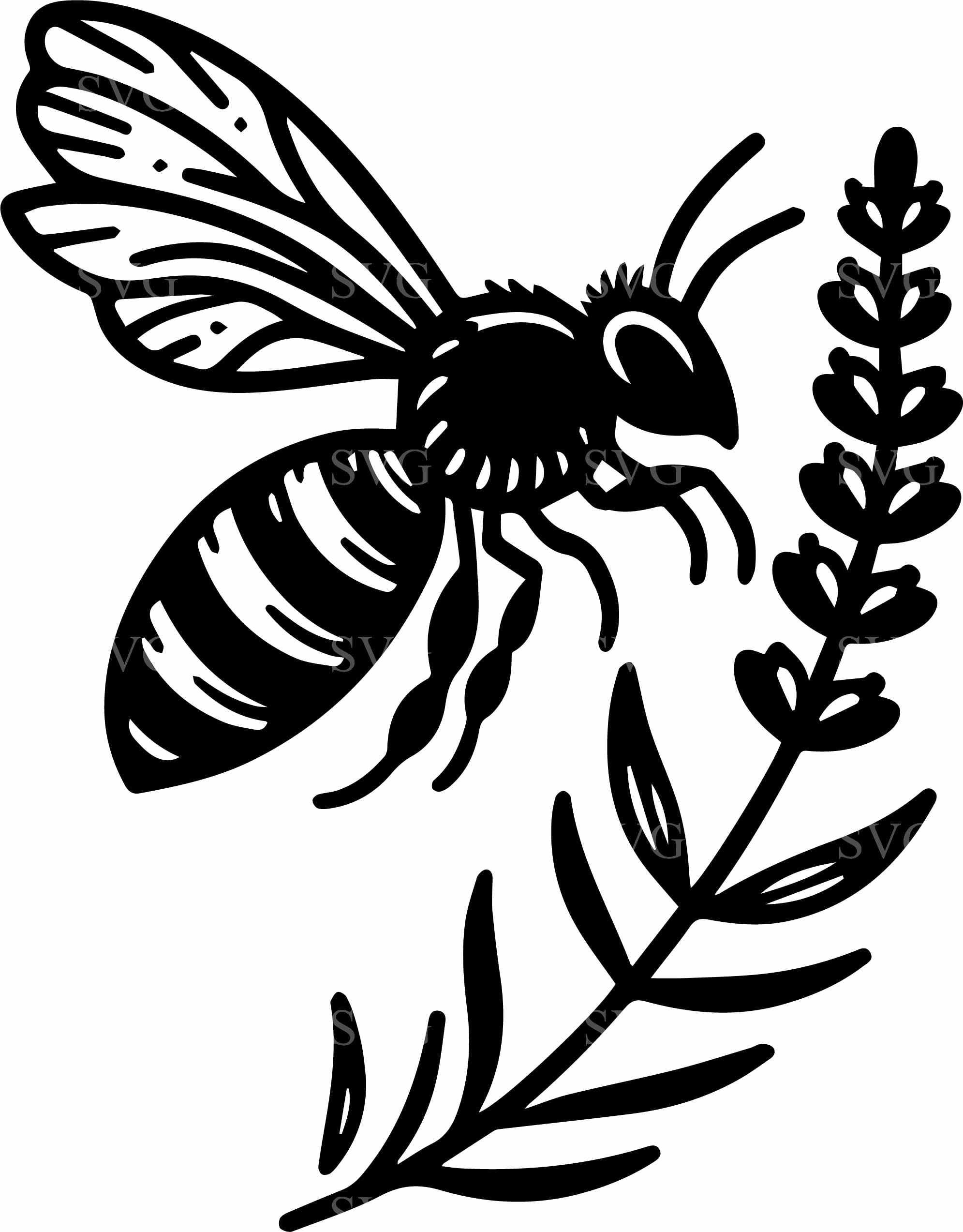 4 Bee and Lavender SVG Cut File Spring Insect Nature Garden Cricut DIY ...