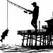 Fishing Pier SVG 5 Cut File - Fisherman Silhouette With Catch and Ocean ...