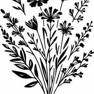 6 Wildflower Bunch – Botanical SVG – Rustic Floral Cut File Wall Art ...